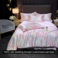 China Diagonal Printing Mulberry Silk Fitted Sheet Set for 100% Silk Bedding in Market for sale