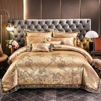China Luxurious European Style Satin Jacquard Lace Modal Fiber Four-piece Bedding Set Sheet Set for sale