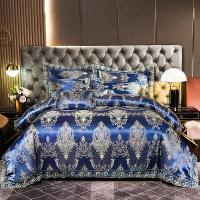 China Luxurious European Style Satin Jacquard Lace Modal Fiber Four-piece Bedding Set Sheet Set for sale