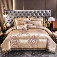 China Luxurious European Style Satin Jacquard Lace Modal Fiber Four-piece Bedding Set Sheet Set for sale