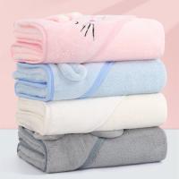 China House Cartoon Design Velvet Hooded Baby Kids Bath Towel with Good Absorption 80*80cm for sale