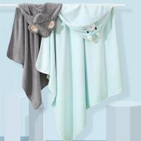 China House Cartoon Design Velvet Hooded Baby Kids Bath Towel with Good Absorption 80*80cm for sale