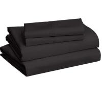 China Washable Super Soft Microfiber 4 Piece Bed Sheet Set with Deep Pockets Queen Black Solid for sale