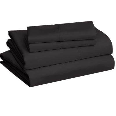 China Washable Super Soft Microfiber 4 Piece Bed Sheet Set with Deep Pockets Queen Black Solid for sale