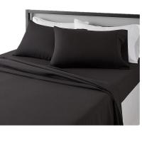 China Washable Super Soft Microfiber 4 Piece Bed Sheet Set with Deep Pockets Queen Black Solid for sale