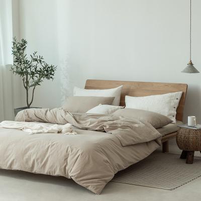 China 100% Washed Cotton Bedding Set Soft Hand Feel Breathable and Durable Linen Like Texture for sale