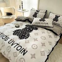 China Customized Color 4Pcs 100% Polyester White Bear Bed Sheet Set For Hotel Baby Home for sale