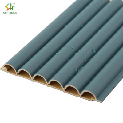 China Wood Grain 3D Embossed Wood Plastic Composite WPC Wall Panel for Restaurant Shop Wall Decoration for sale