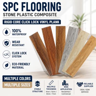China 4mm Waterproof SPC Vinyl Flooring with Click Lock System and 0.3mm Wear Layer for Residential and Light Commercial Use for sale