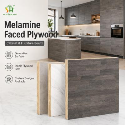 China Melamine Laminated Plywood Panel for Kitchen Cabinets Bathroom Vanities Wardrobes and Humid Interior Furniture for sale