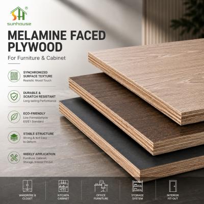 China 18mm Melamine Faced Plywood Eucalyptus Poplar Hardwood Core Furniture Board for Cabinets and Wardrobes for sale