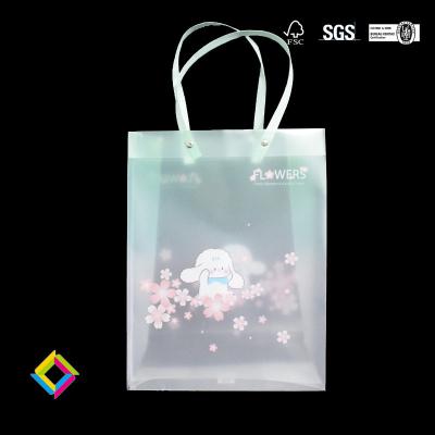 China Custom PVC Transparent Window Paper Gift Bags for Rose Bouquet Packaging 0.2-0.5mm for sale