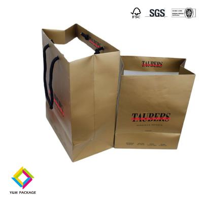 China Custom Kraft Paper Bags 180gsm Glossy Lamination with Paper Handle for Retail Packaging for sale