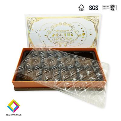 China Custom Rigid Chocolate Box with Plastic Tray Square Drawer Packaging 157g Coated Paper for sale