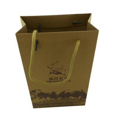 China Custom Printed Kraft Paper Bags 32x8x23cm with Nylon Handle for Apparel Packaging for sale