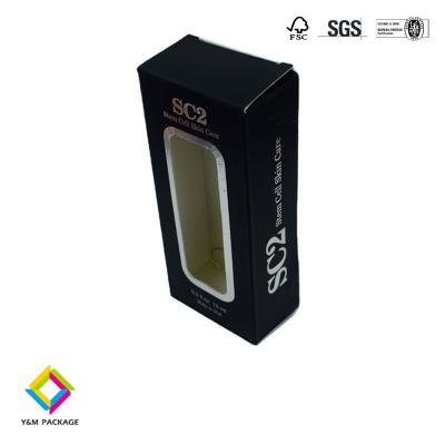 China Custom Printed Black Perfume Paper Box with PET Window - 300gsm Coated Corrugated 1mm Thickness Folding Carton for sale