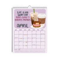 China Custom Wall Calendar 12x12 Inches Glossy Paper Full Color Monthly View with US Holidays for sale