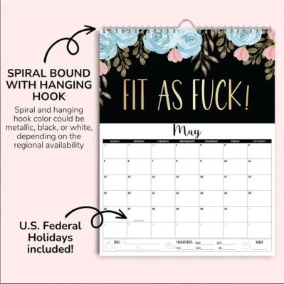 China 12x12 Inch Custom Wall Calendar with Spiral Binding - December End Month, 500 Unit Minimum Order for sale