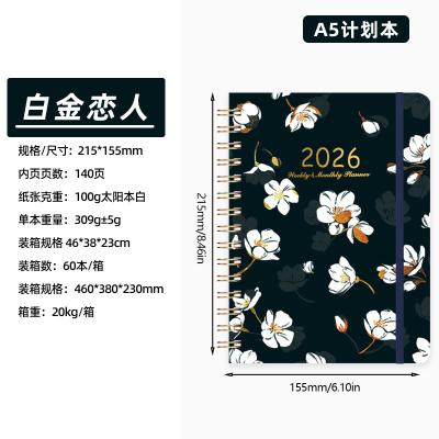 China Spiral Hardcover Notebook 5.8x8.3 Inches 100 Pages Black Embossed Cover for sale