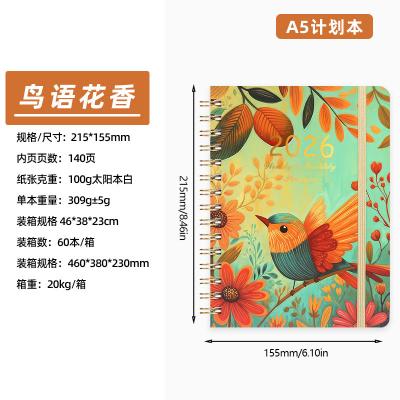China Spiral Hardcover Notebook 5.8x8.3 Inches 300gsm Cover Lined Journal with Elastic Band for sale