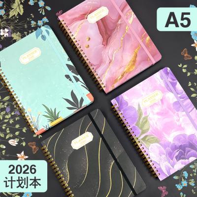China Spiral Hardcover Notebook 5.8x8.3 Inches 100 Pages Embossed Cover Black for Office School for sale