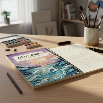 China Custom Cover Art Spiral Hardcover Notebook A5 80 GSM Lined Paper 500 Units MOQ for sale