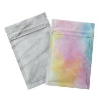 China Glossy Rainbow Marbling Pattern Mylar Zip Bag Reclose Flat For Jewelry Cosmetic for sale