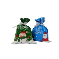 China Birthday Holiday Santa Drawstring Candy Small Gift Wrapping Bags With Ribbon Tie for sale
