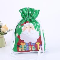 China Christmas Santa Kids Plastic Drawstring Bag Cookie Candy Toys Goodies Packaging for sale
