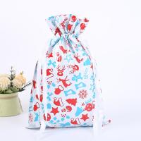 China Birthday Holiday Santa Drawstring Candy Small Gift Wrapping Bags With Ribbon Tie for sale