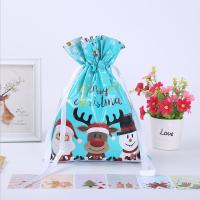 China Christmas Drawstring Foil Gift Bags , Holiday Ribbon Gift Bags for sale