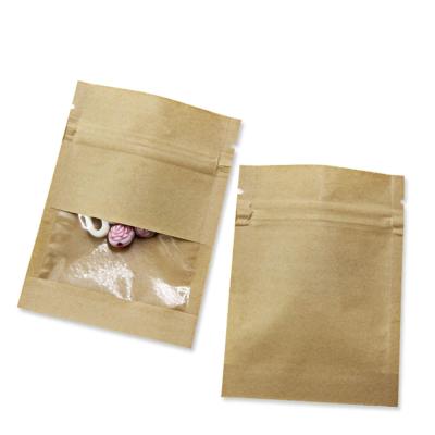 China Snack Nuts Beans Small Packaging Bag Brown Kraft Paper k With Frosted Window for sale