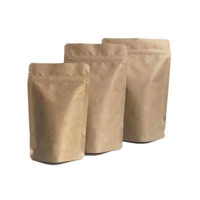 China Brown Self Sealing Kraft Paper Dry Food Packaging Bags PLA Biodegradable for sale