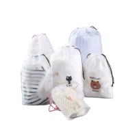 China PE EVA Frosted Poly Drawstring Bags , Waterproof Small Plastic Drawstring Bags for sale