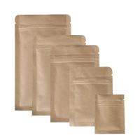 China Tear Notch 80mic k Stand Up Pouch , W125mm Brown Kraft Paper Zipper Bag for sale