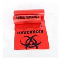 China 24 X 31in Plastic Red Biohazard Trash Bag Roll Nursing Home Use for sale