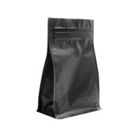 China Stand Up 12 Ounce Matte Black Mylar Aluminum Foil Bag 140mic Thickness for sale