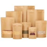 China 1oz 3.5×5.5inches Kraft Paper k Bag With Window Compostable for sale