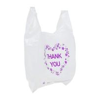 China 1.2mils Thank You T Shirt Carry Out Bags , 100% Biodegradable Plastic Grocery Bags for sale