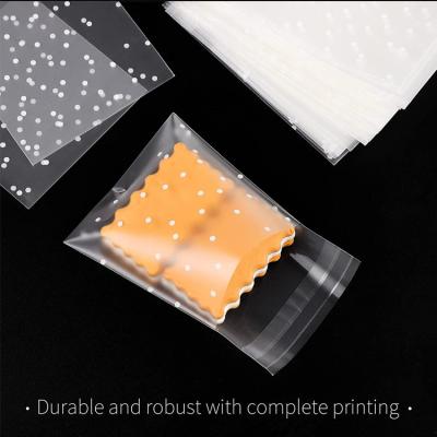China 7x7cm Self Adhesive Clear Opp Bag , Banquets Polka Dot Candy Bags for sale