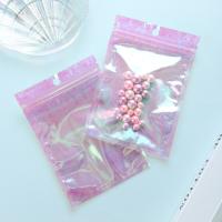 China Rainbow Film Laser Jewelry Plastic Symphony Transparent Zipper Bag Earring Sealed Bag for sale