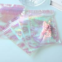 China Rainbow Film Laser Jewelry Plastic Symphony Transparent Zipper Bag Earring Sealed Bag for sale