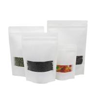 China Frosted Open Window White Kraft Paper Bag Stand Up Bag Self Sealing Zipper Bag for sale