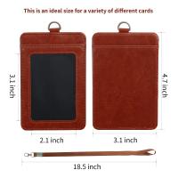 China Vertical PU Leather ID Badge Card Holder for Work ID School ID Metro Card Access Card for sale