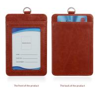 China Vertical PU Leather ID Badge Card Holder for Work ID School ID Metro Card Access Card for sale