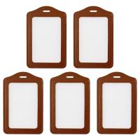 China Leather ID Card Holder Vertical Work Permit Name Credit Card Case High Transparency for sale