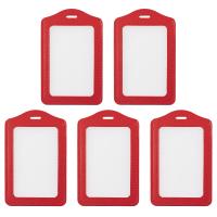 China Leather ID Card Holder Vertical Work Permit Name Credit Card Case High Transparency for sale