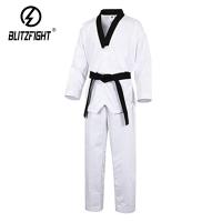 China WTF Striped Taekwondo Outfit Preshrunk Fabric Taekwondo Apparel for sale
