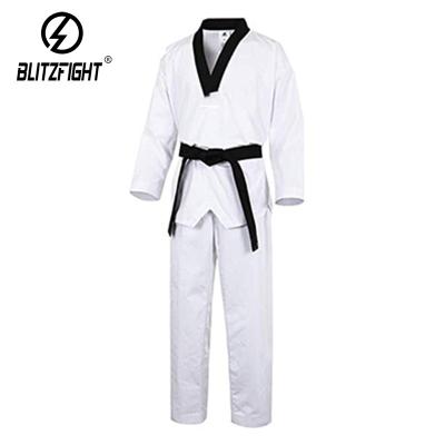 China WTF Striped Taekwondo Outfit Preshrunk Fabric Taekwondo Apparel for sale