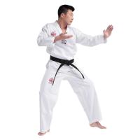 China WTF Striped Taekwondo Outfit Preshrunk Fabric Taekwondo Apparel for sale